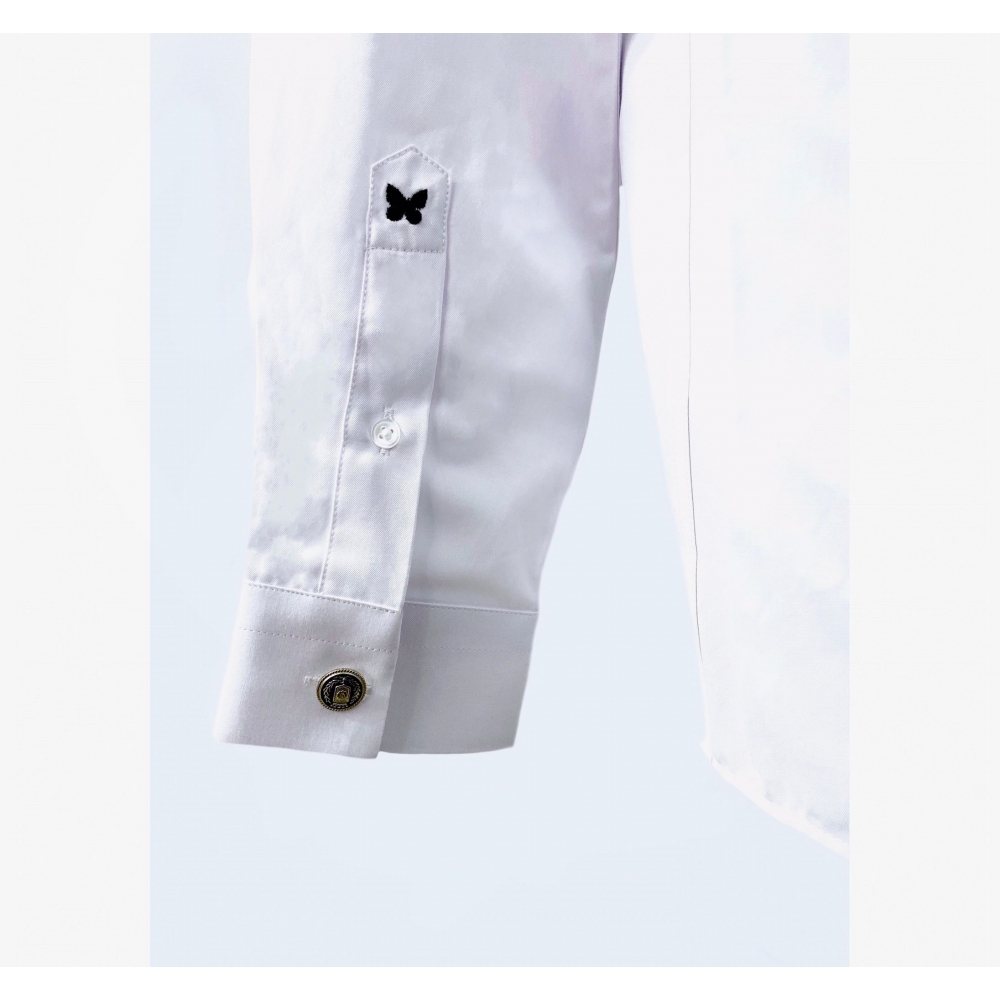 Chemise cérémonie blanc broderie noir 2034
